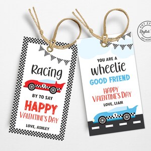 Race Car Valentines Day Tags, Boy Valentine Favor Tag, Kids Classroom ...