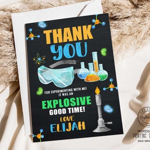 Science Thank You Card, Science Party Printable, Mad Science Boy ...