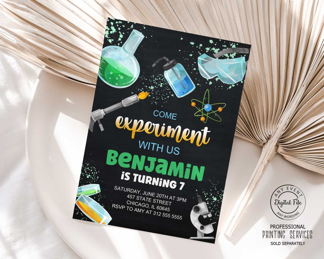 Science Birthday Invitation Printable, Boy Science Party Invite, Mad ...