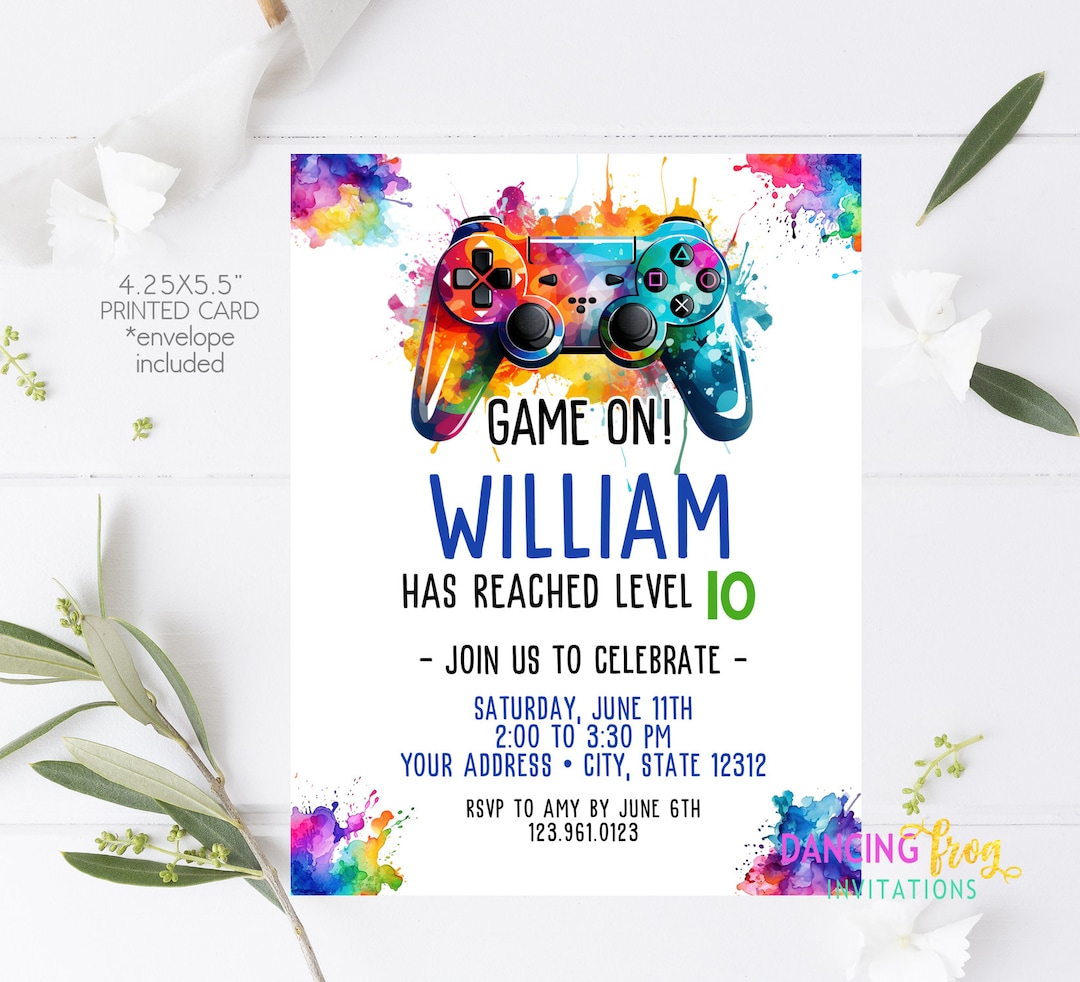 PRINTED, Video Game Birthday Invitation Arcade Birthday Invitation ...