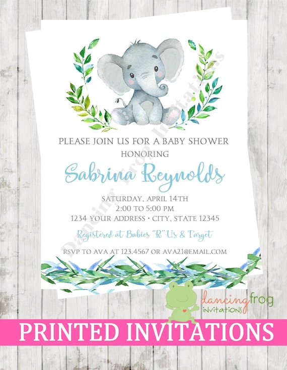 Handmade Elephant Baby Shower Invitations