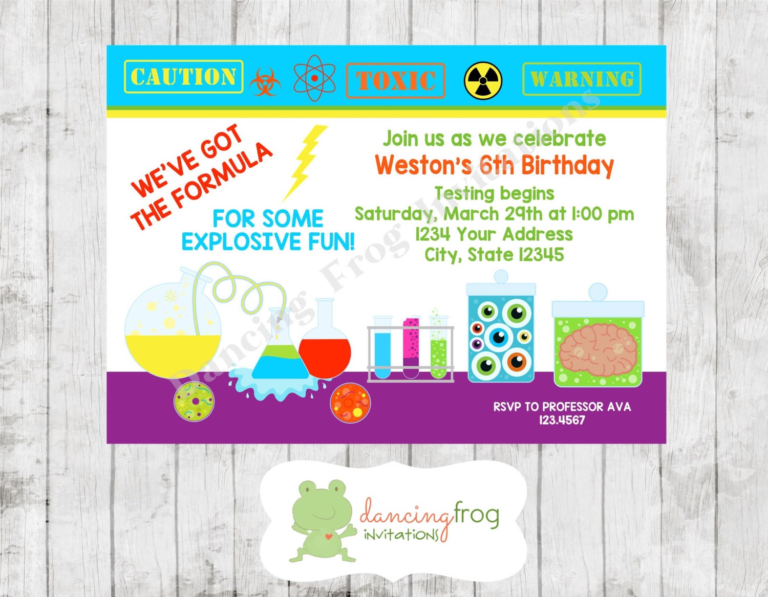Custom PRINTED Science Lab Birthday Invitation - Printed Science Lab ...