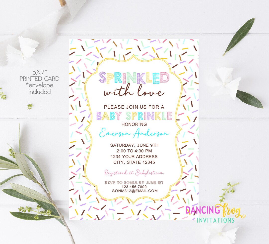 Printed 5x7" Confetti Baby Sprinkle Invitations, Baby Sprinkle ...