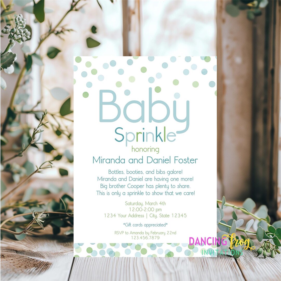 Printed 5X7, Baby Sprinkle Invitations, Boy Baby Sprinkle Invitation ...