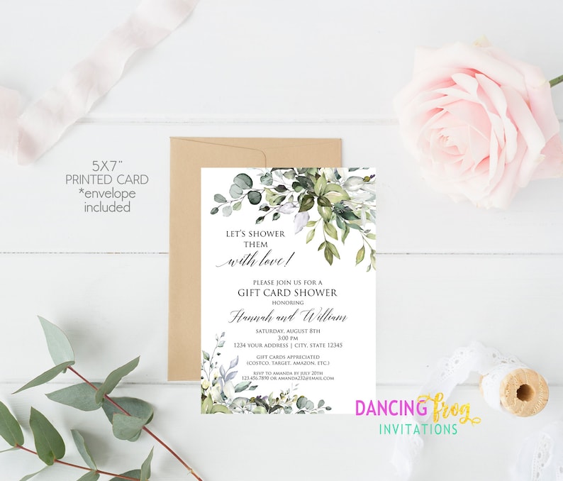 Printed 5X7, Gift Card Bridal Shower Invitation, Gift Card Shower ...