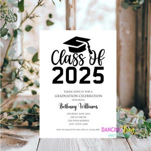 PRINTED 5X7, Graduation Invitations, Class of 2025, Graduation ...
