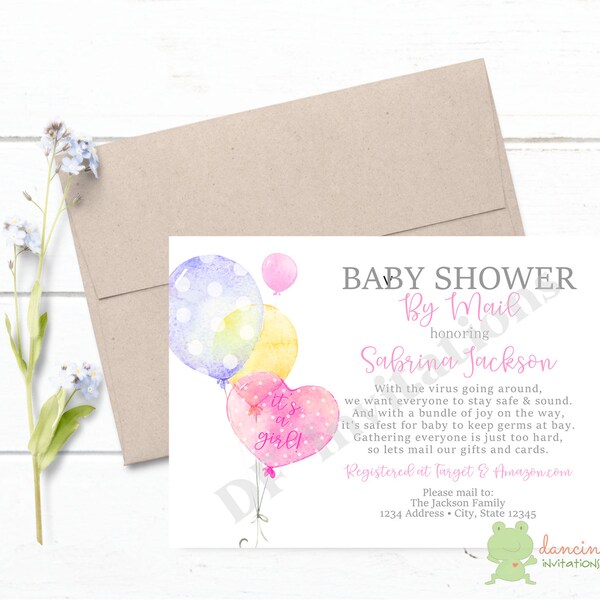 Long Distance Baby Shower Invitations Girl - Etsy