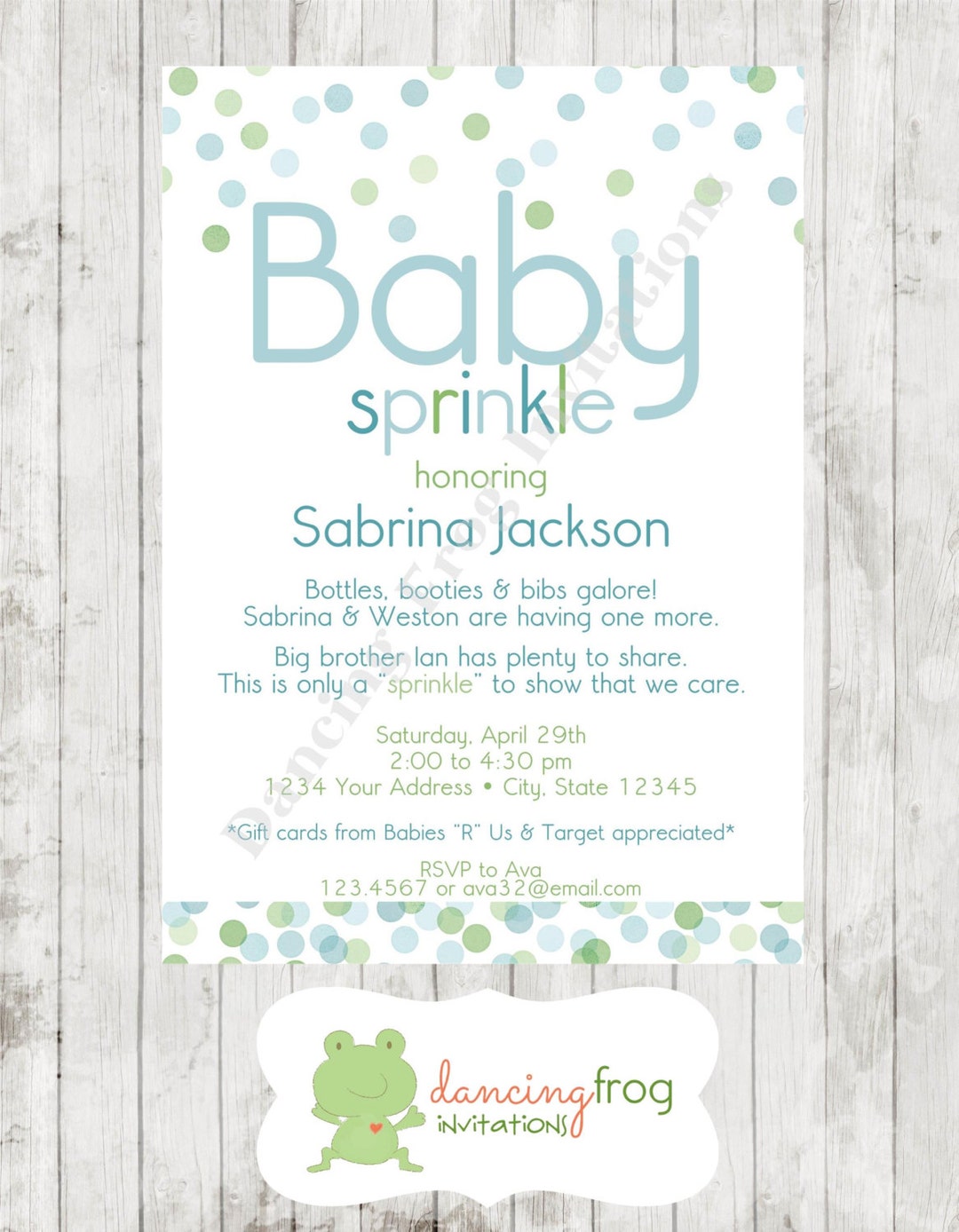 Baby Sprinkle Invitations Printed Baby Spinkle Invitation by Dancing ...