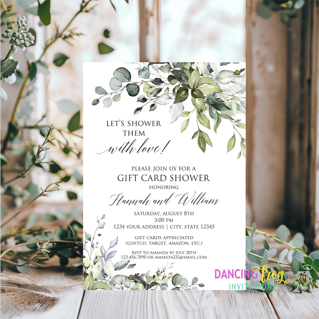 Printed 5X7, Gift Card Bridal Shower Invitation, Gift Card Shower ...