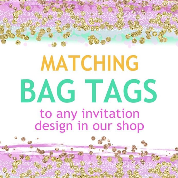 Matching Bag Tags to ANY Invitation Design in Our Shop Set | Etsy