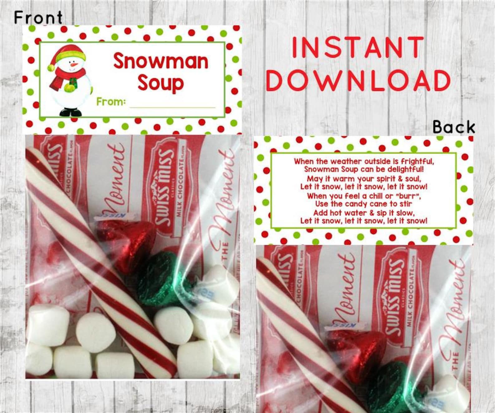 Holiday Christmas Snowman Soup Treat Bag Topper Treat Bag - Etsy UK