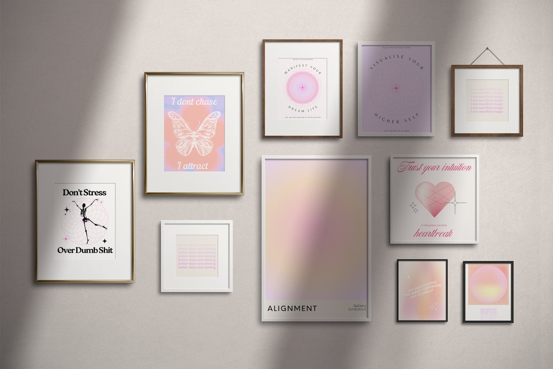 Manifest Wall Art, Gallery Wall Set, Law of Attraction, Set of 10 ...