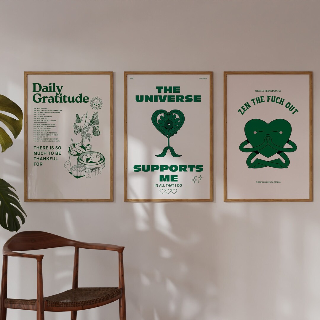 Green Retro Poster, Retro Quote Print, Dorm Room Decor, Digital ...