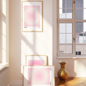 MIND BODY SOUL, Pink Aura Poster, Pink Gradient Print, Spiritual Wall ...