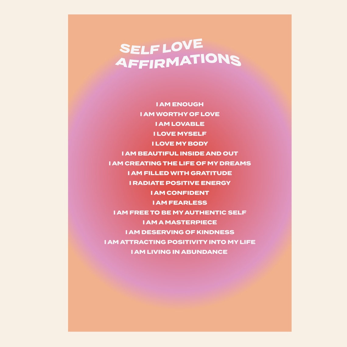 Self Love Affirmations Affirm Poster Positive Quote Print - Etsy