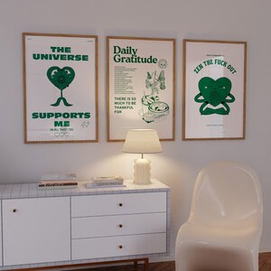 Green Retro Poster, Retro Quote Print, Dorm Room Decor, Digital ...