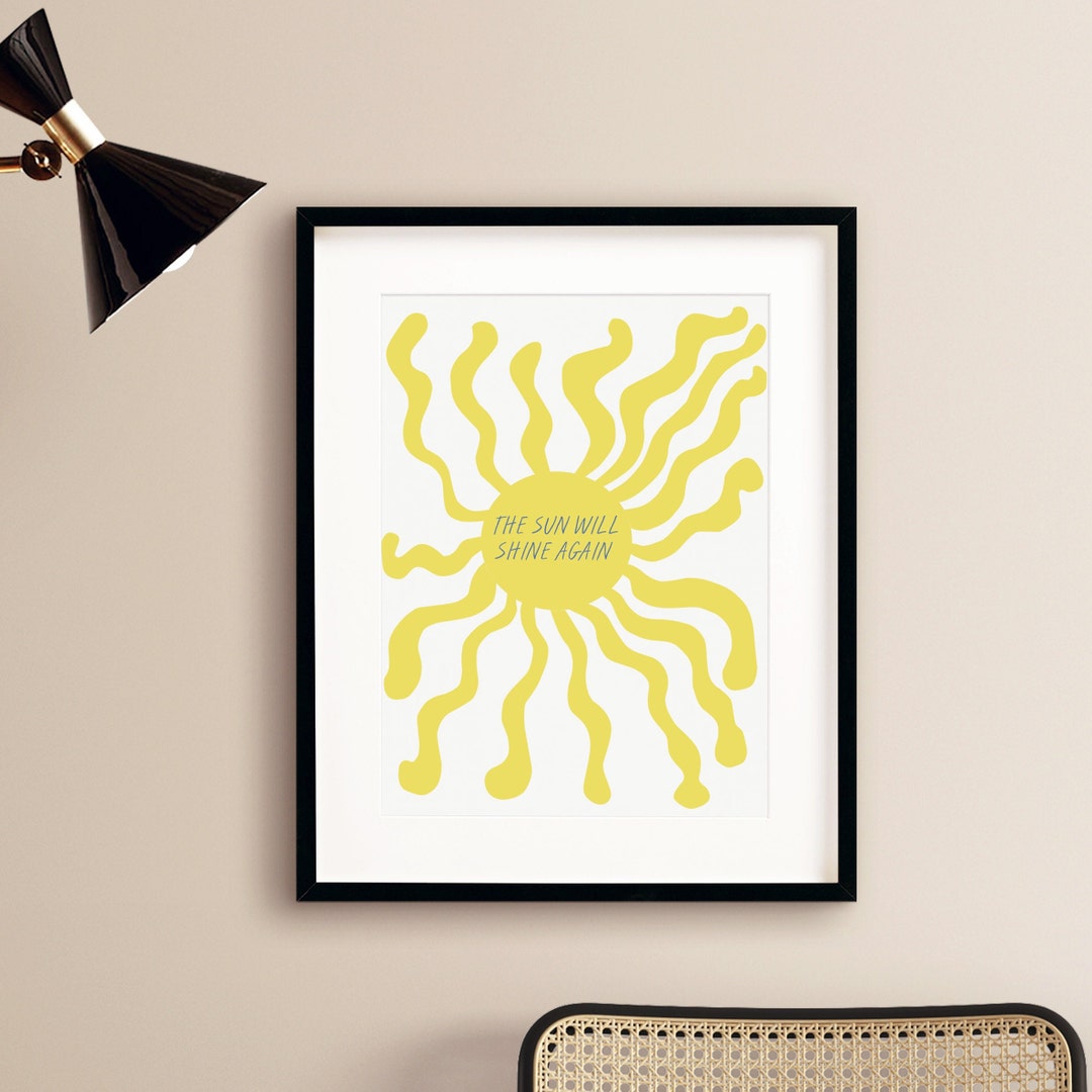 Retro Sun Poster, 70s Wall Art, Printable Wall Art, Digital Download ...