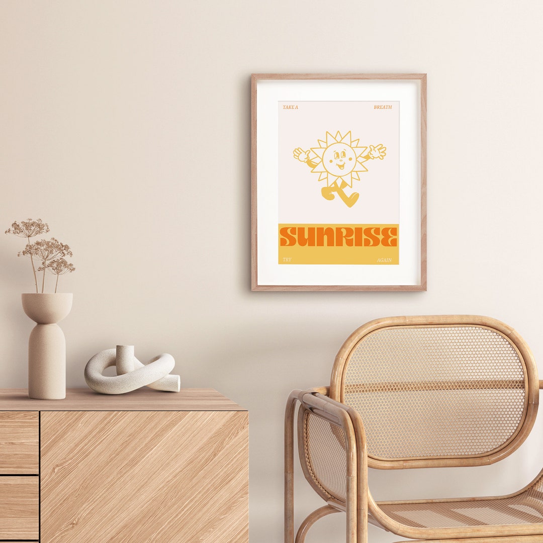 Retro Sun Poster, 70s Wall Art, Printable Wall Art, Digital Download ...