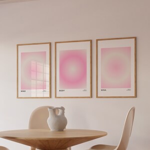 MIND BODY SOUL, Pink Aura Poster, Pink Gradient Print, Spiritual Wall ...