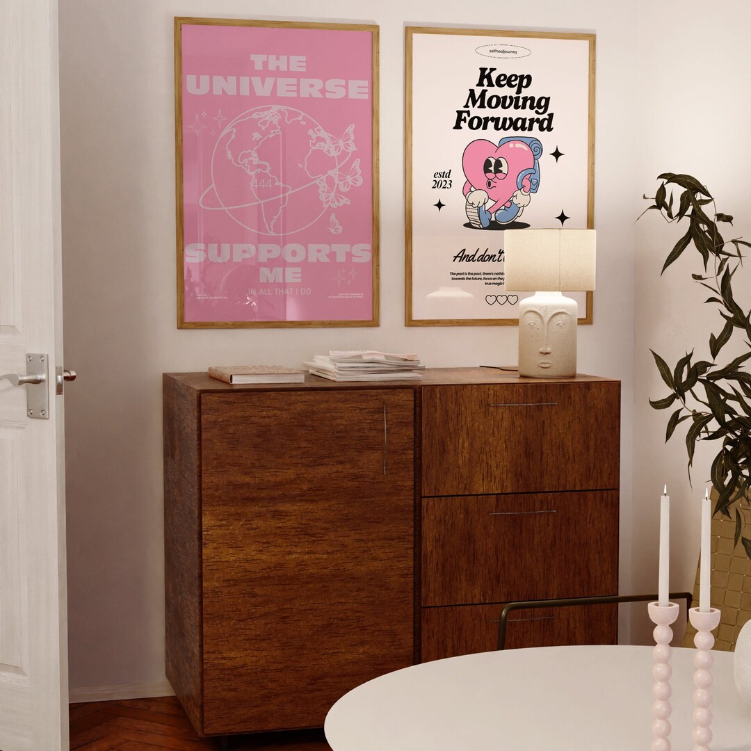 Retro Pink Poster, Light Pink Prints, Trendy Wall Art, Aesthetic Room ...