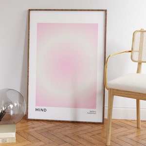 MIND BODY SOUL, Pink Aura Poster, Pink Gradient Print, Spiritual Wall ...