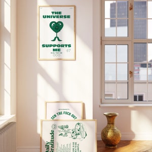 Green Retro Poster, Retro Quote Print, Dorm Room Decor, Digital ...