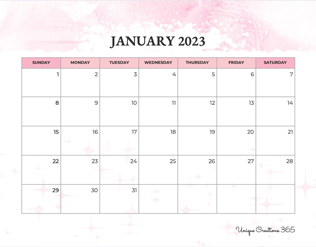 Printable 2023 Calendar, Pink Delicate Monthly Planner - Etsy