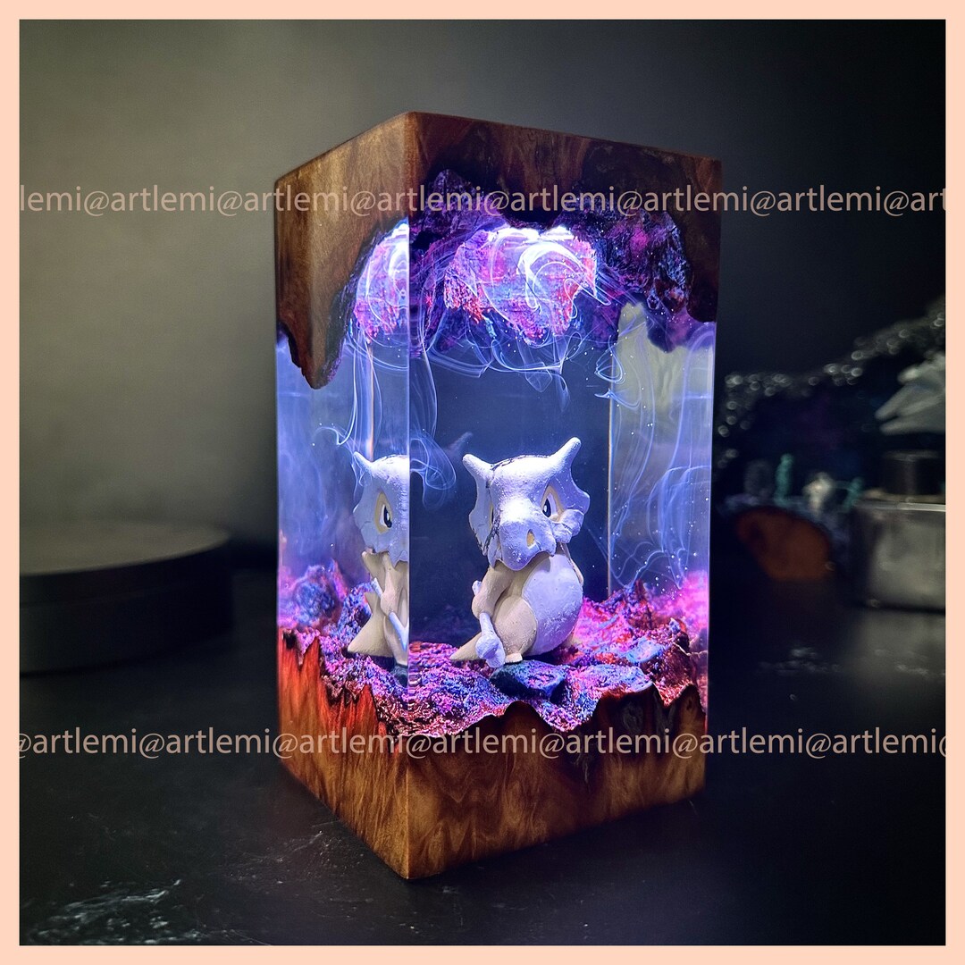 Custom CUBONE, Pokemon Wood Lamp, Epoxy Lamp, Custom Resin Lamp, Custom ...