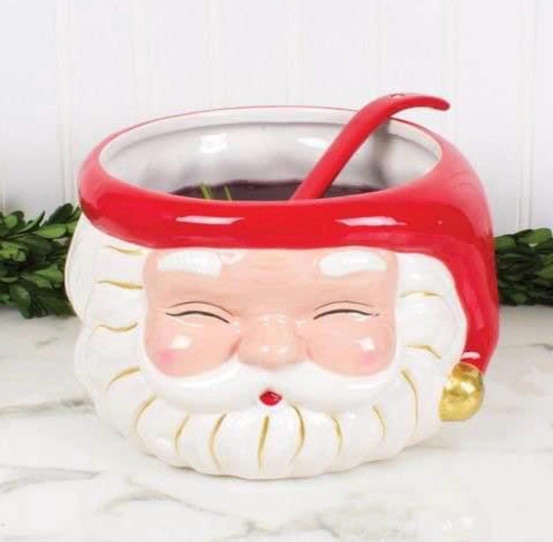 Ceramic Santa Claus Punch Bowl With Matching Ladle - Etsy