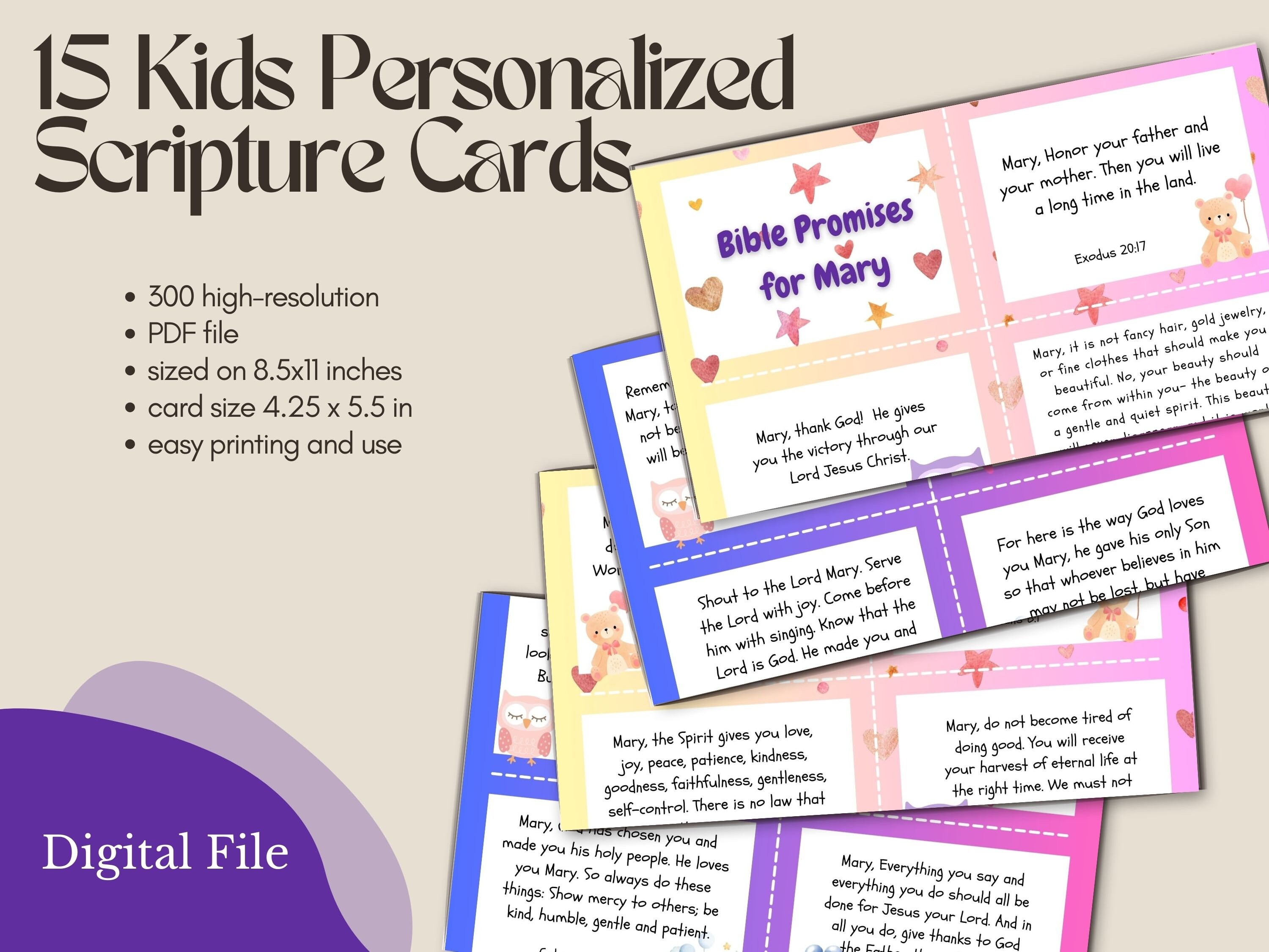 Printable Scripture Verse Cards for Kids: Personalized to help little ...