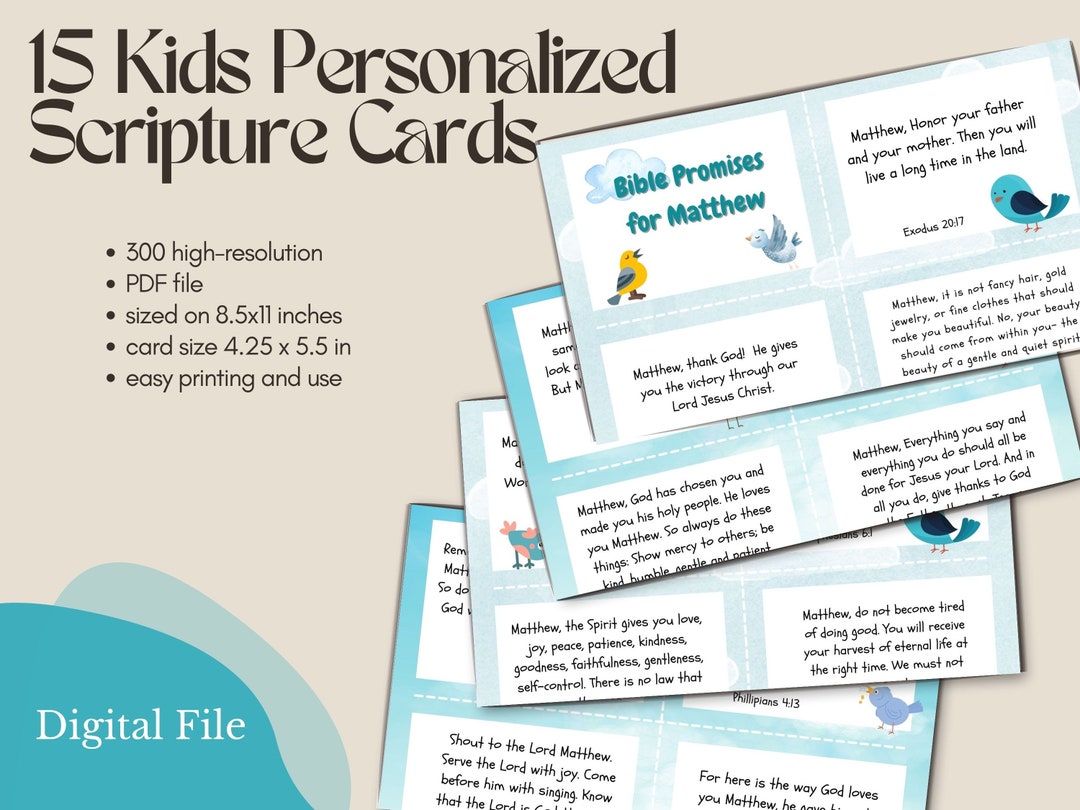 Custom Printable Scripture Cards for Kids: Teach and Inspire With ...