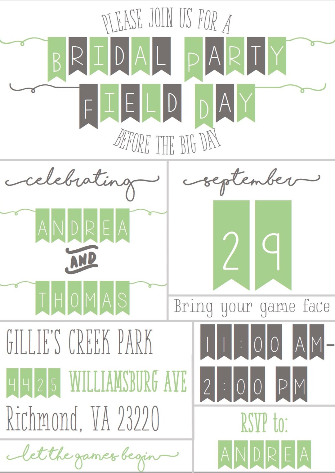 Bridal Party Field Day Invitation // Field Day Invitation - Etsy