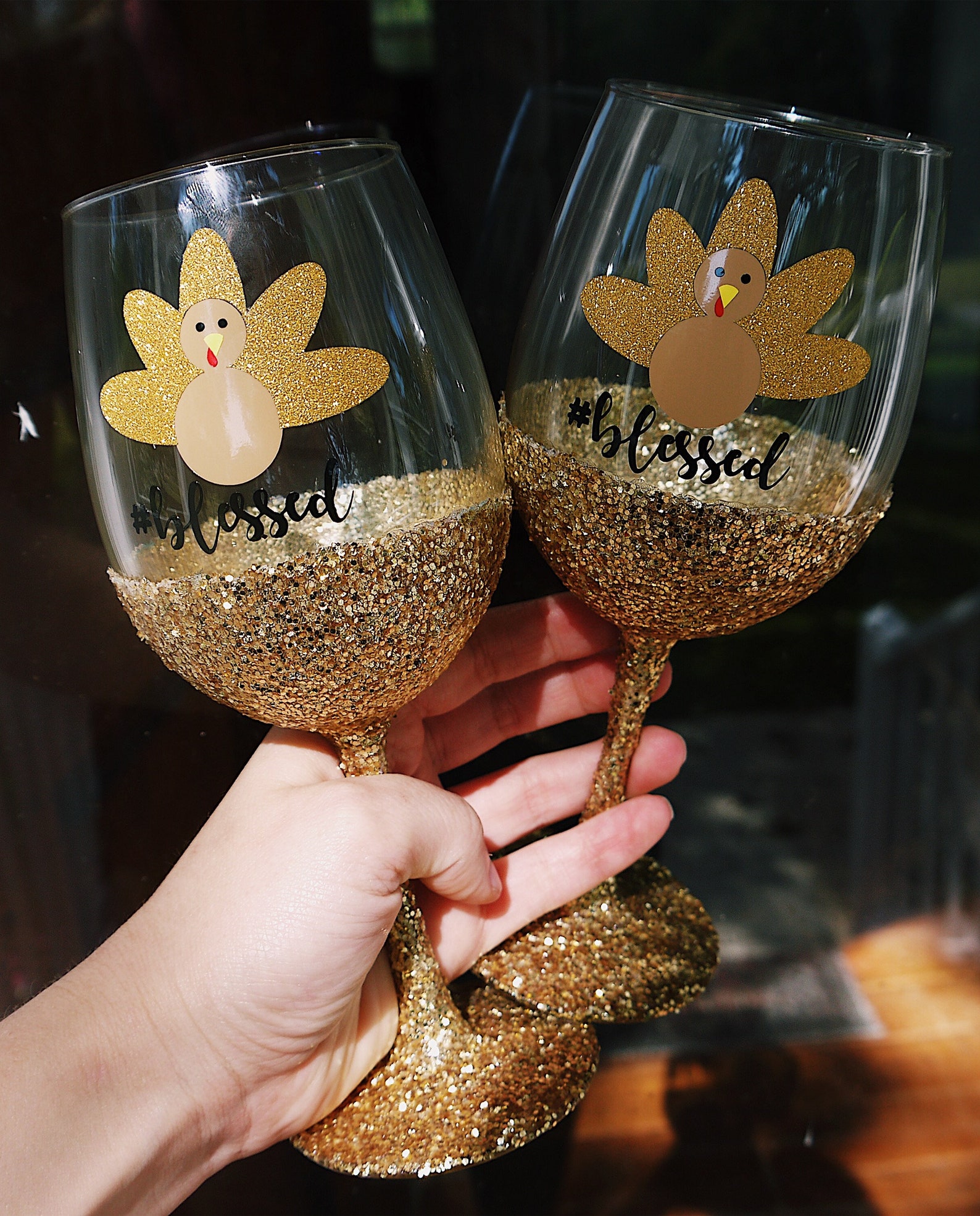 Thanksgiving Wine Glass // #blessed Wine Glass // Friendsgiving ...