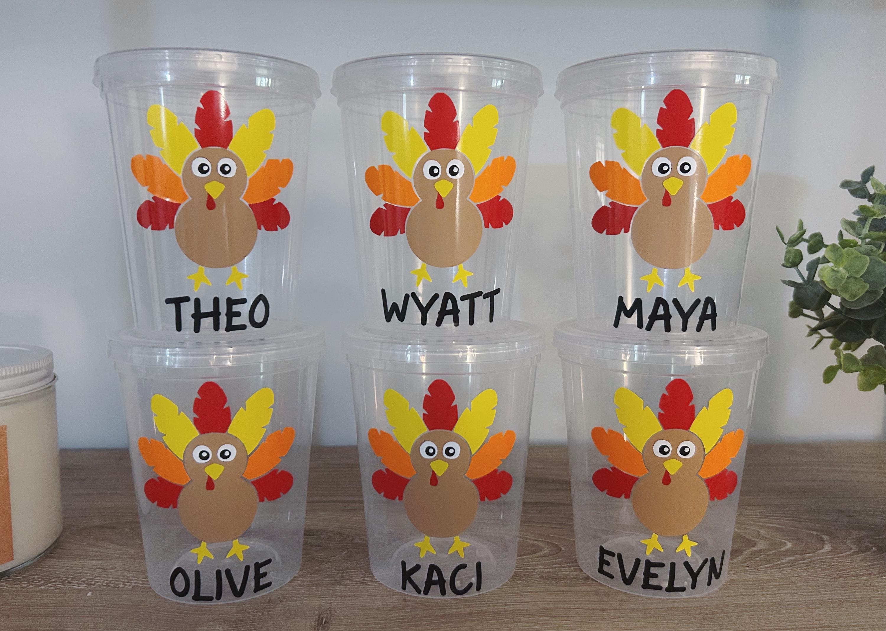 Kids Thanksgiving Cup / Thanksgiving Party Cups / Personalized Turkey ...