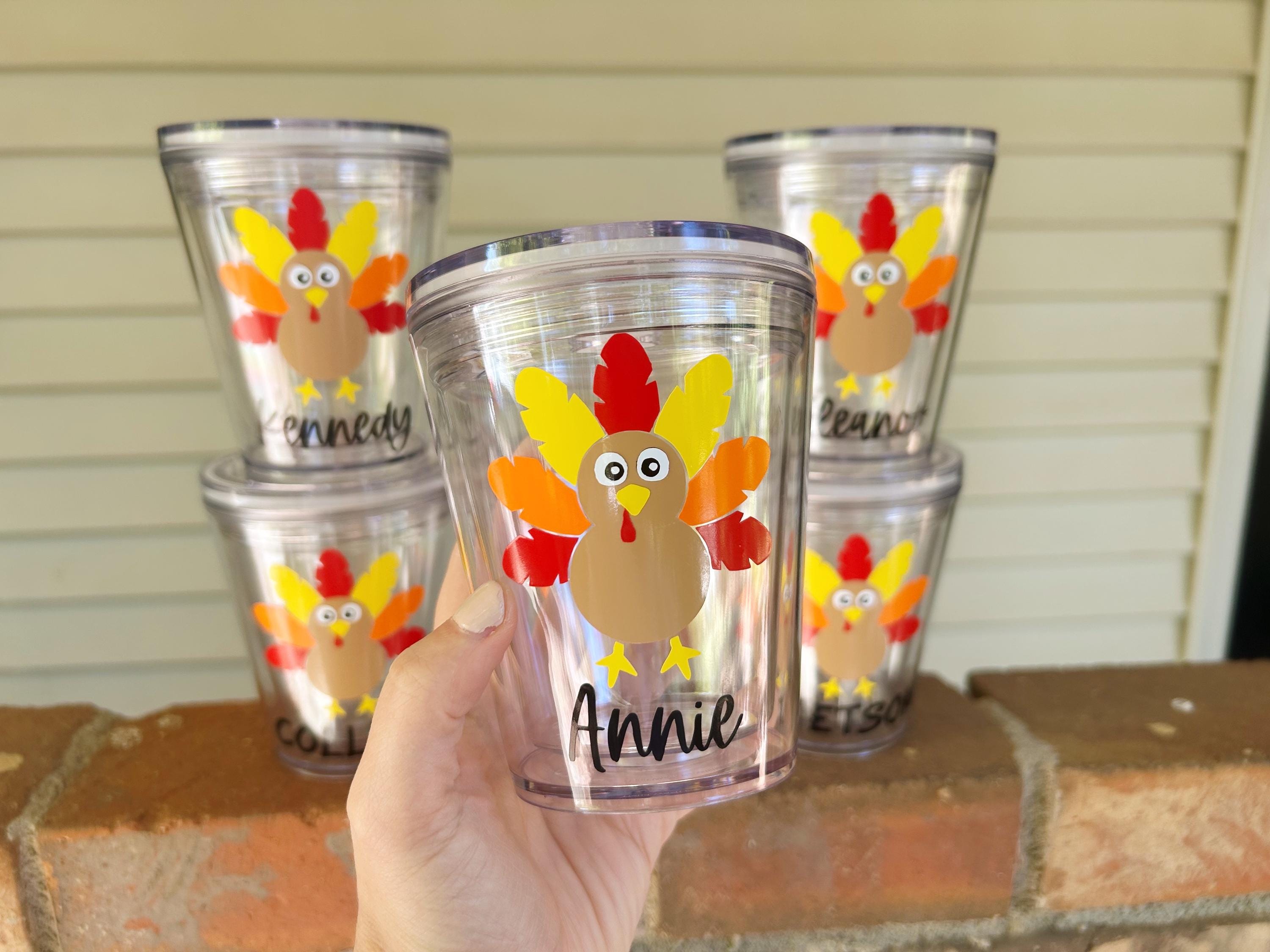 Kids Thanksgiving Cup / Thanksgiving Party Cups / Personalized Turkey ...