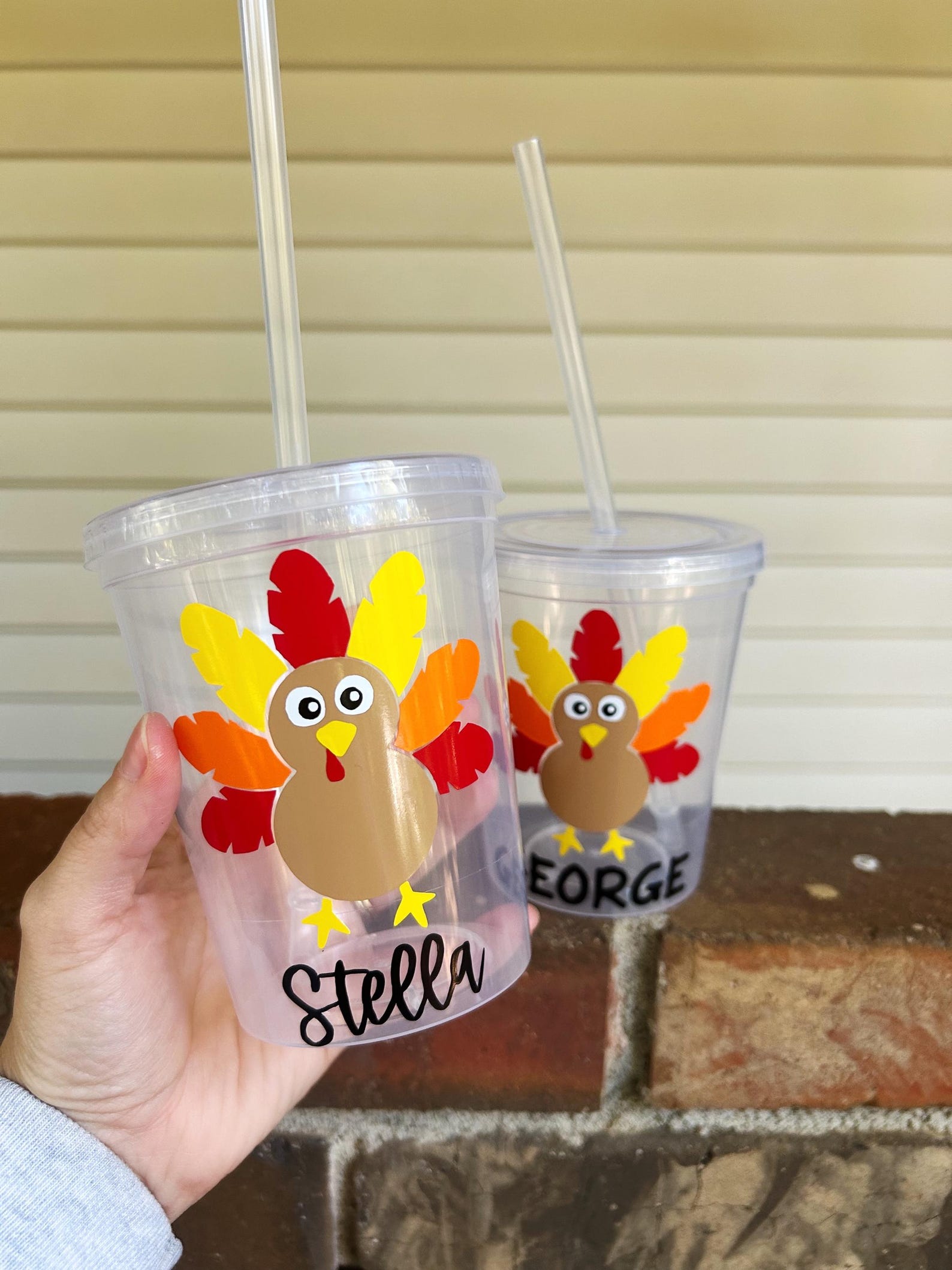 Kids Thanksgiving Cup / Thanksgiving Party Cups / Personalized Turkey ...