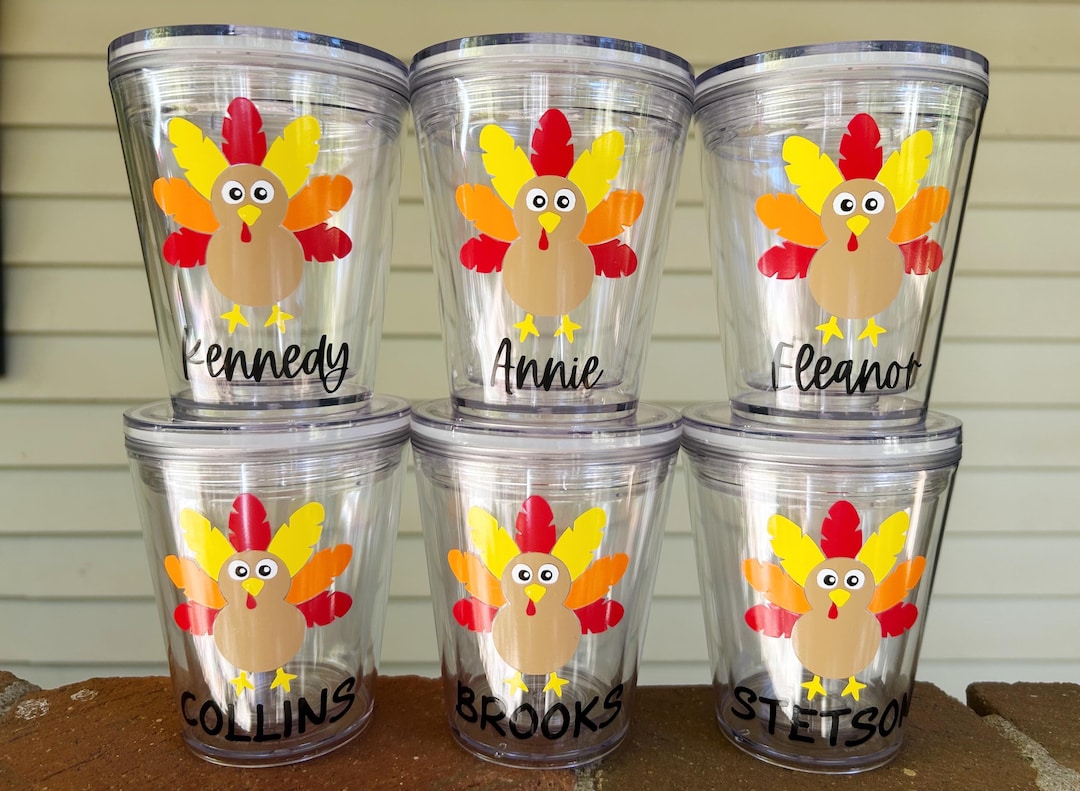 Kids Thanksgiving Cup / Thanksgiving Party Cups / Personalized Turkey ...
