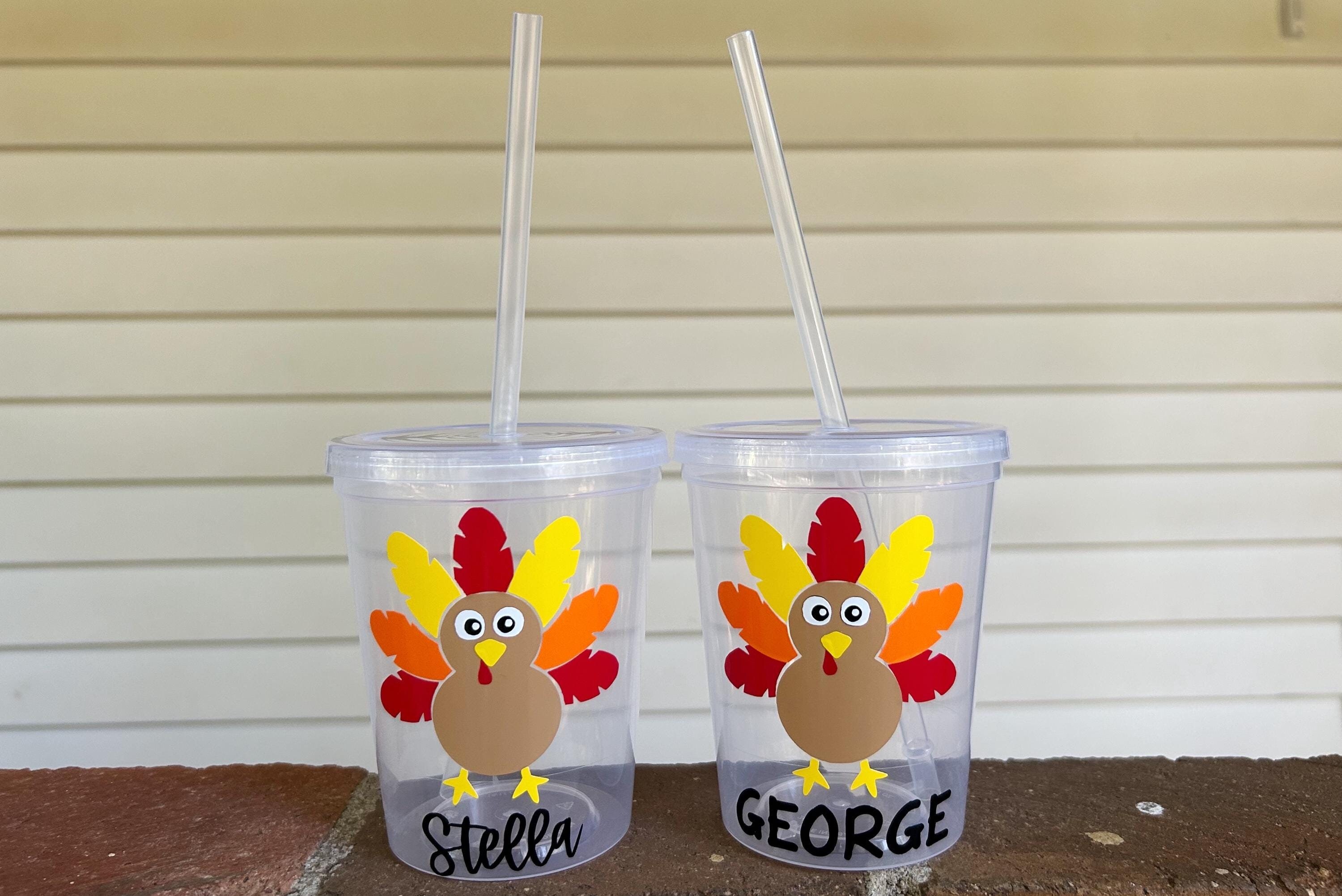 Kids Thanksgiving Cup / Thanksgiving Party Cups / Personalized Turkey ...