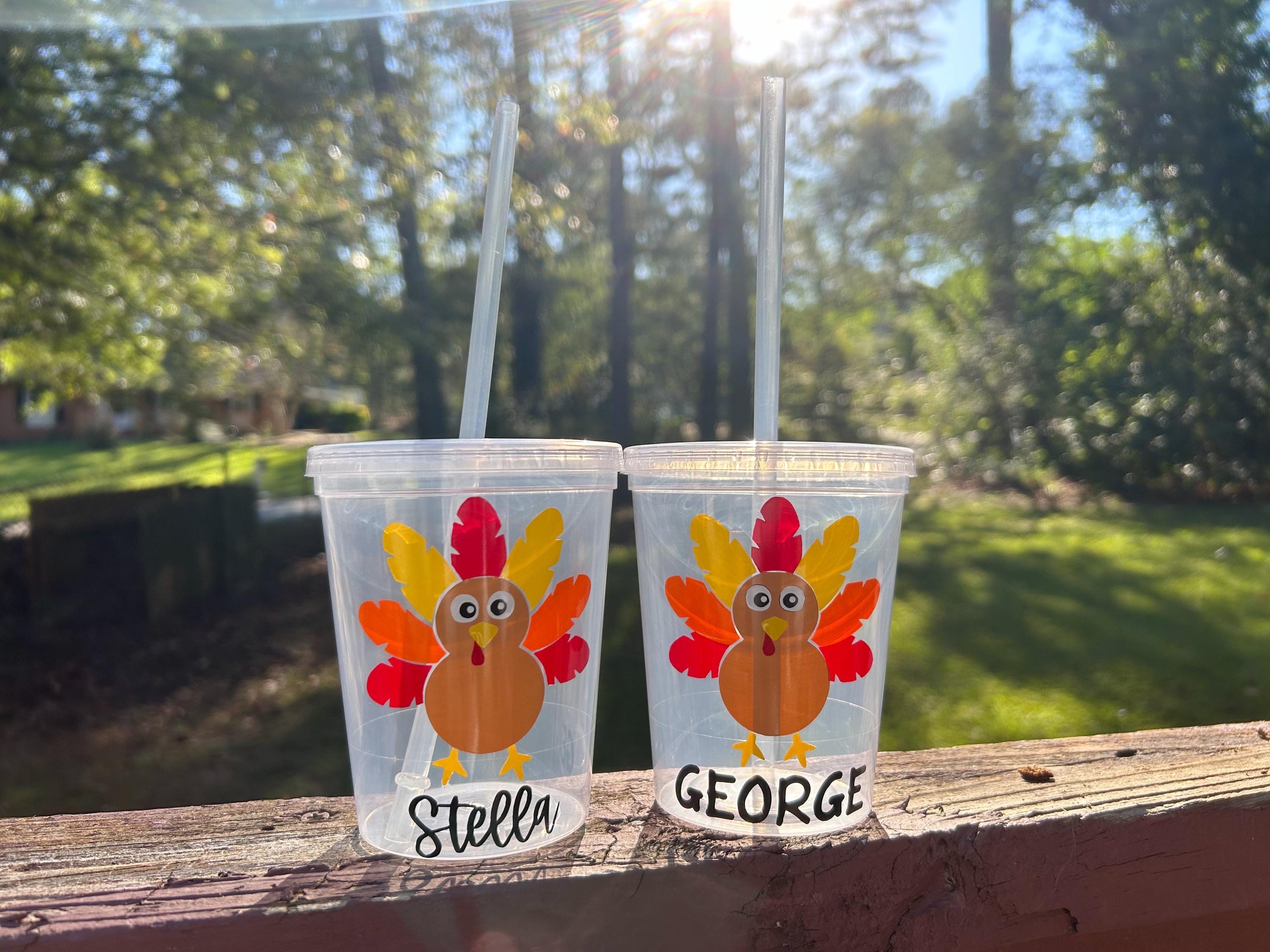 Kids Thanksgiving Cup / Thanksgiving Party Cups / Personalized Turkey ...