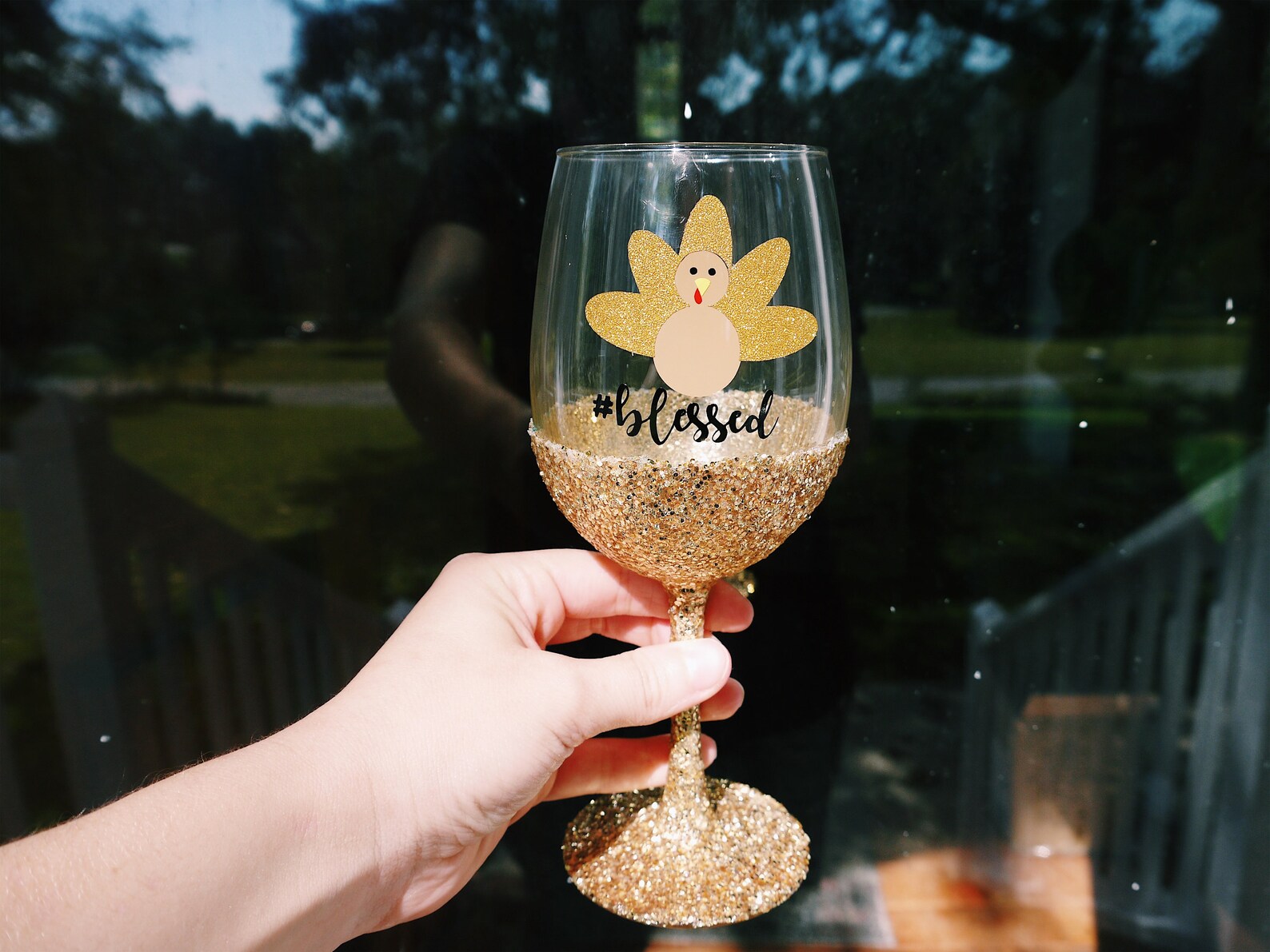 Thanksgiving Wine Glass // #blessed Wine Glass // Friendsgiving ...