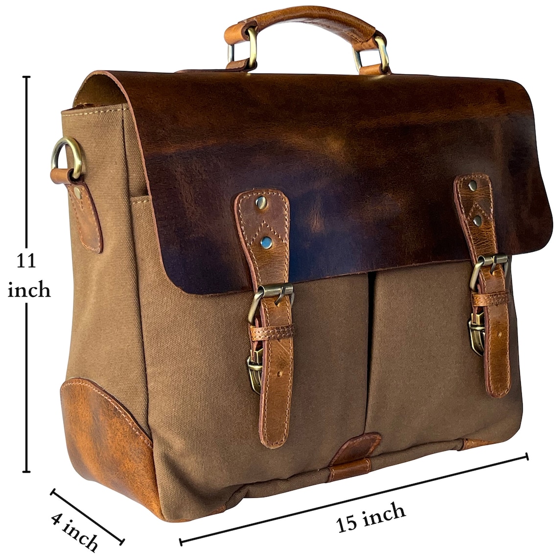 Leather Canvas Bag Crossbody Messenger Bag 14 Laptop - Etsy