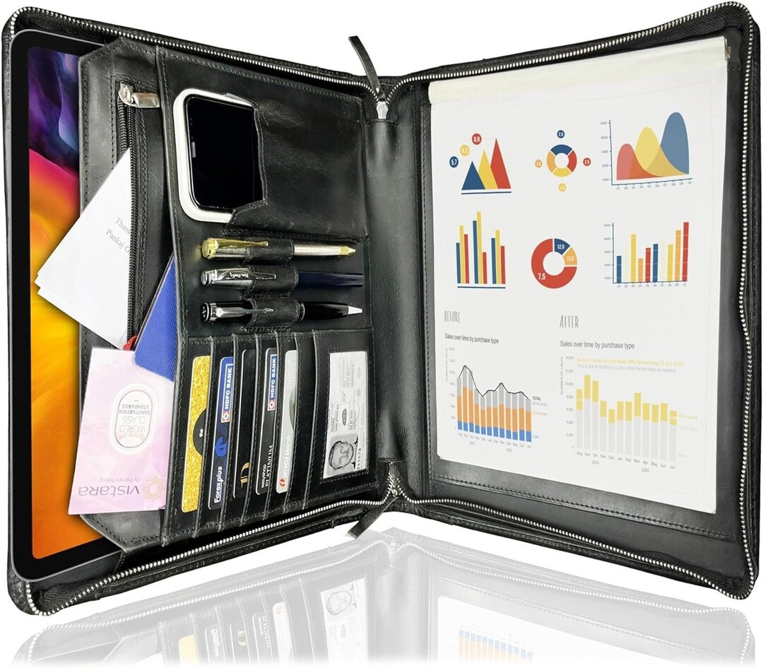 Personalized Leather Portfolio, Letter Size Organizer Folders, Leather ...