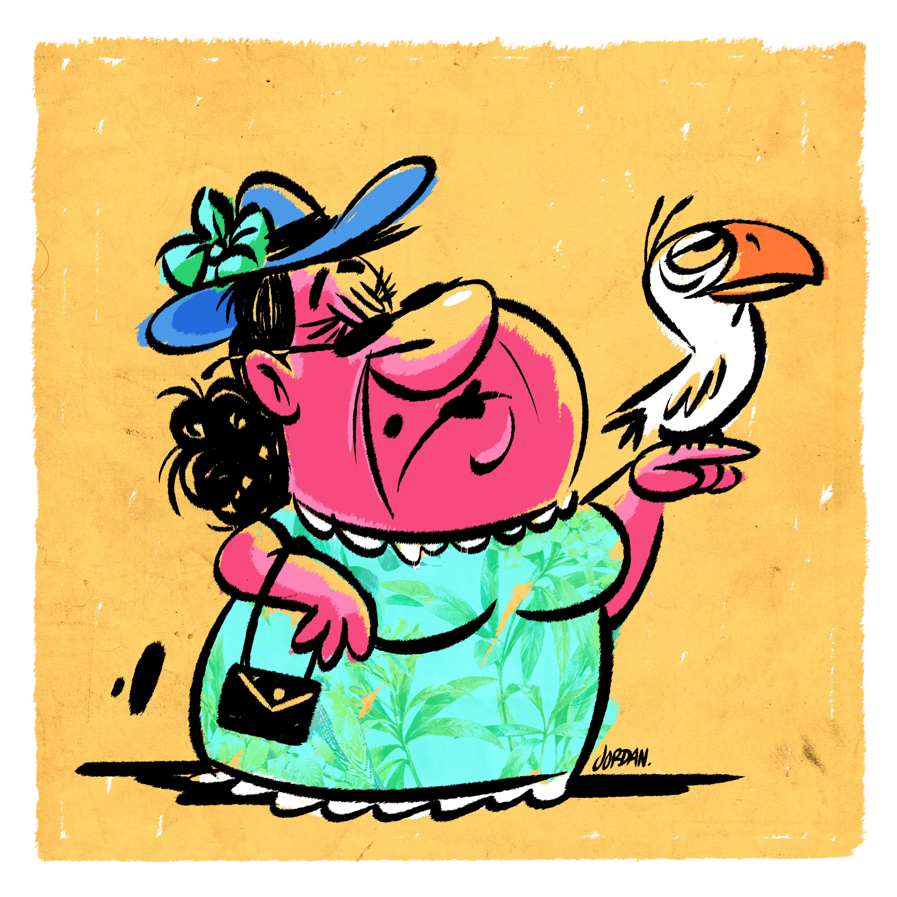 PRINT: Bird Lady Cartoon, 8.5"x8.5" Square Print - Etsy