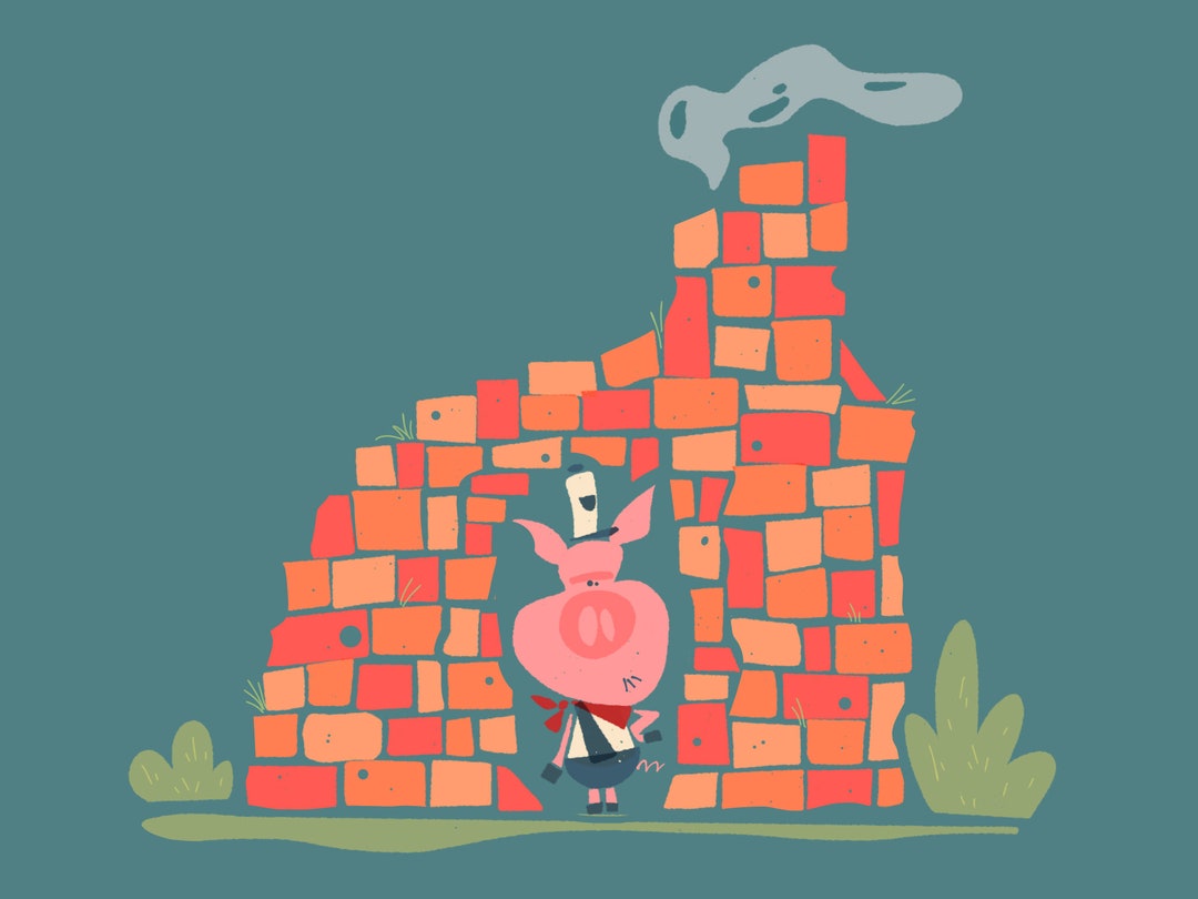 PRINT: Brick Pig Three Little Pigs Illustration, 8.5"x11" - Etsy