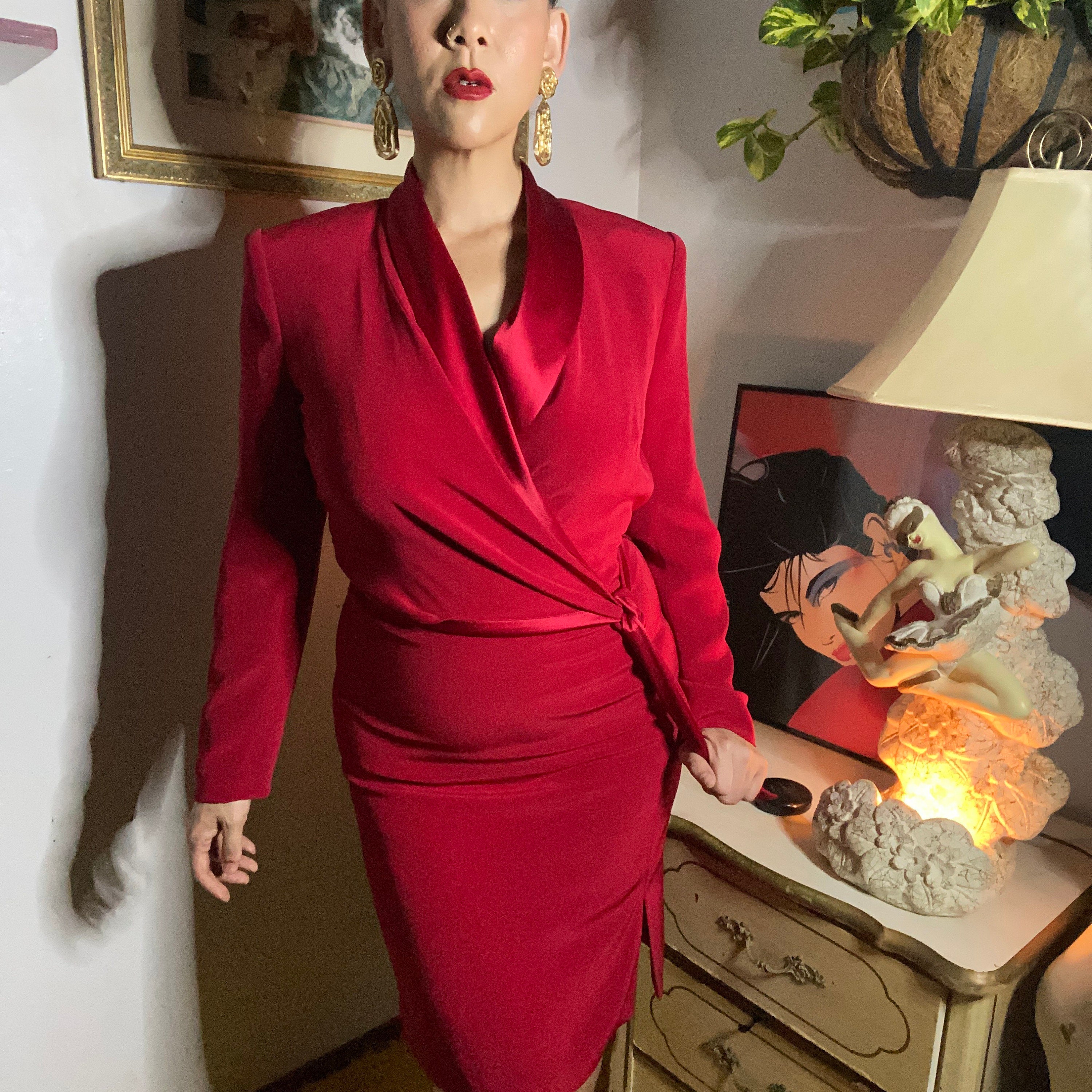 1990s Vintage Power Suit Dress Shoulder Pads Red Runway - Etsy