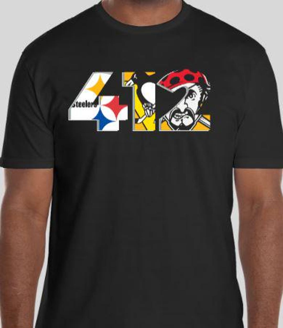 Pittsburgh Football Hockey Baseball Area Code 412 Black T-shirt Adult ...