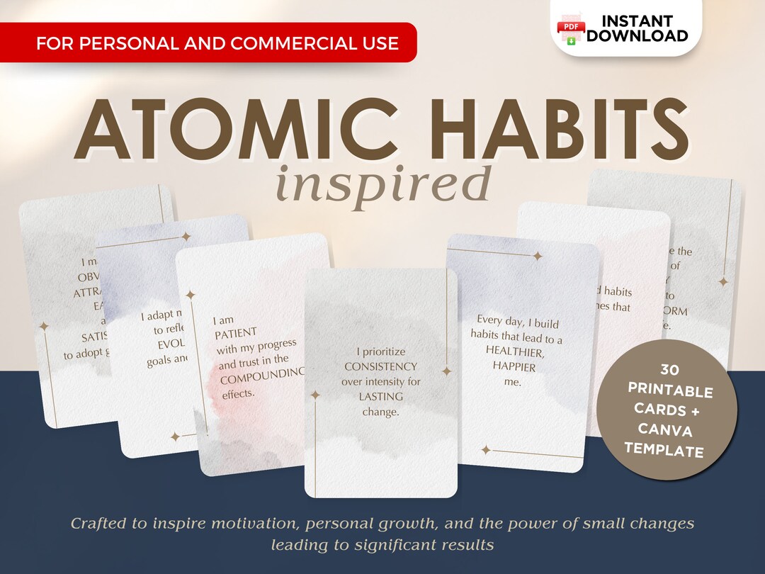 Atomic Habits Inspired Printable Affirmation Cards for Daily ...