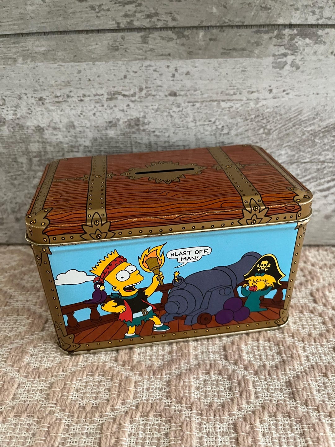 Vintage the Simpsons 1992 Nestle Butterfinger Tin Bank Treasure Chest ...