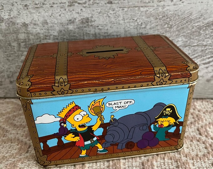 Vintage the Simpsons 1992 Nestle Butterfinger Tin Bank Treasure Chest ...