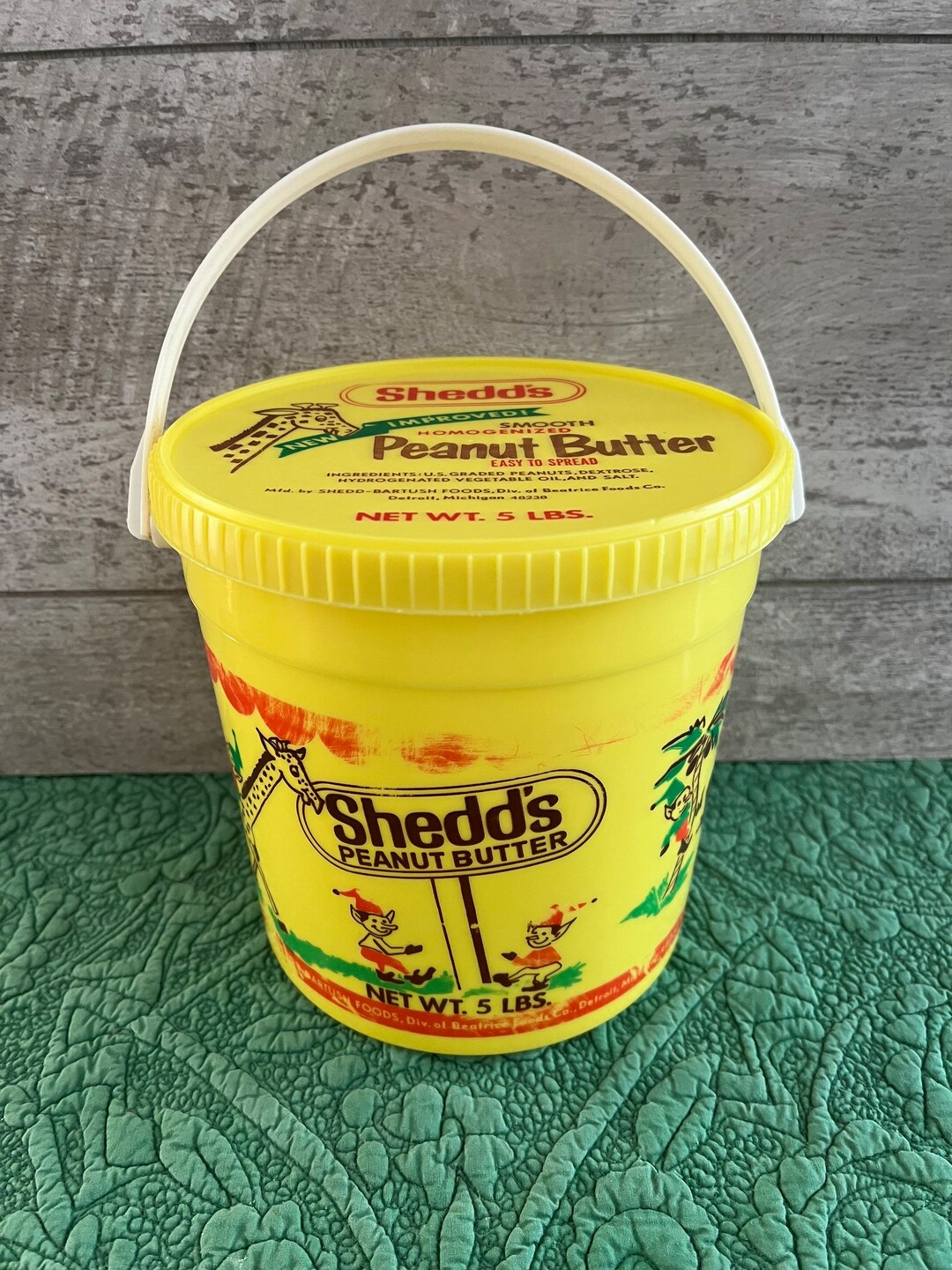 Vintage 1970’s Shedd’s 5lb. Plastic Peanut Butter Pail/bucket. Smooth ...